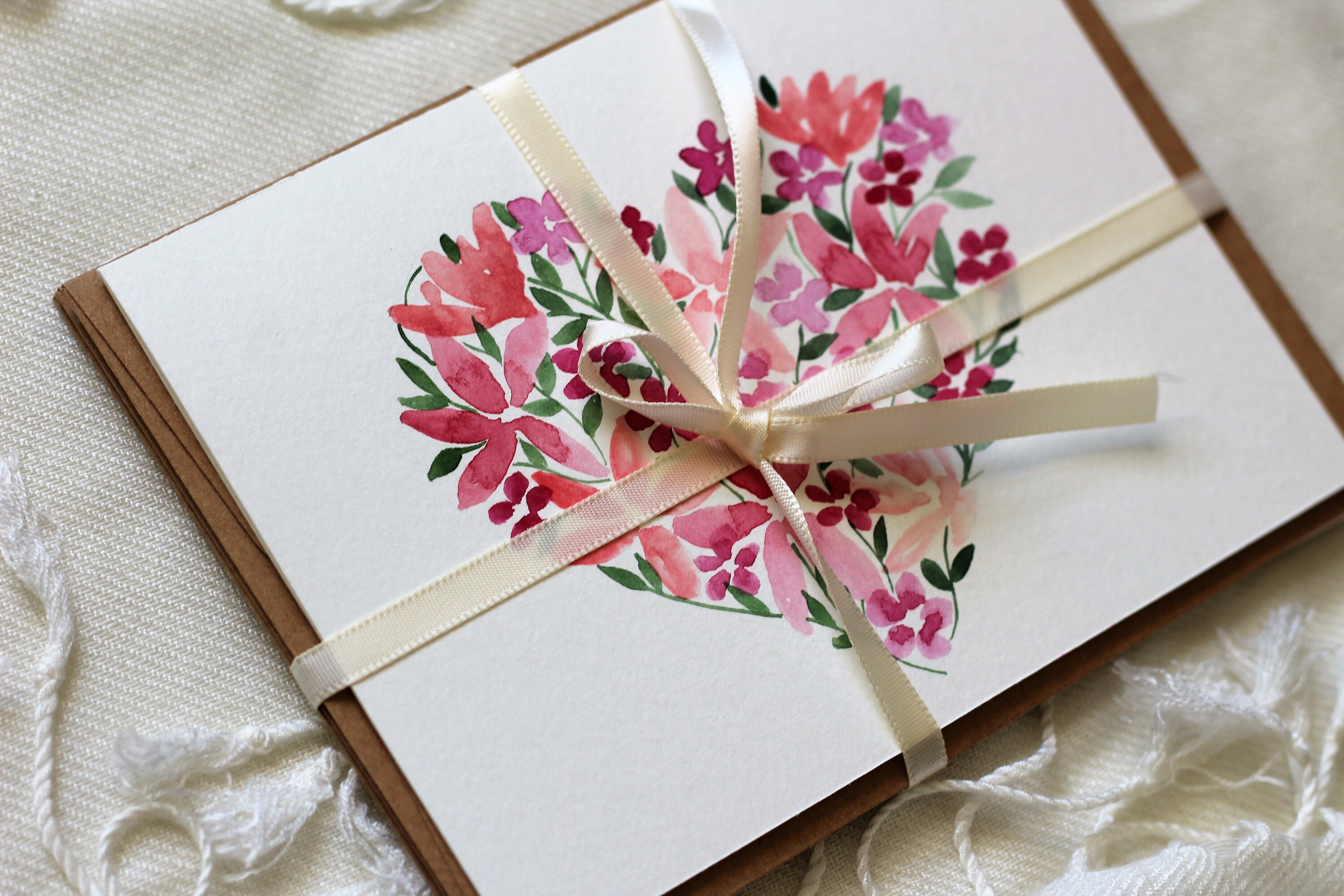 Floral Valentines Card - Floral Heart Card - Floral Mothers Day Card ...