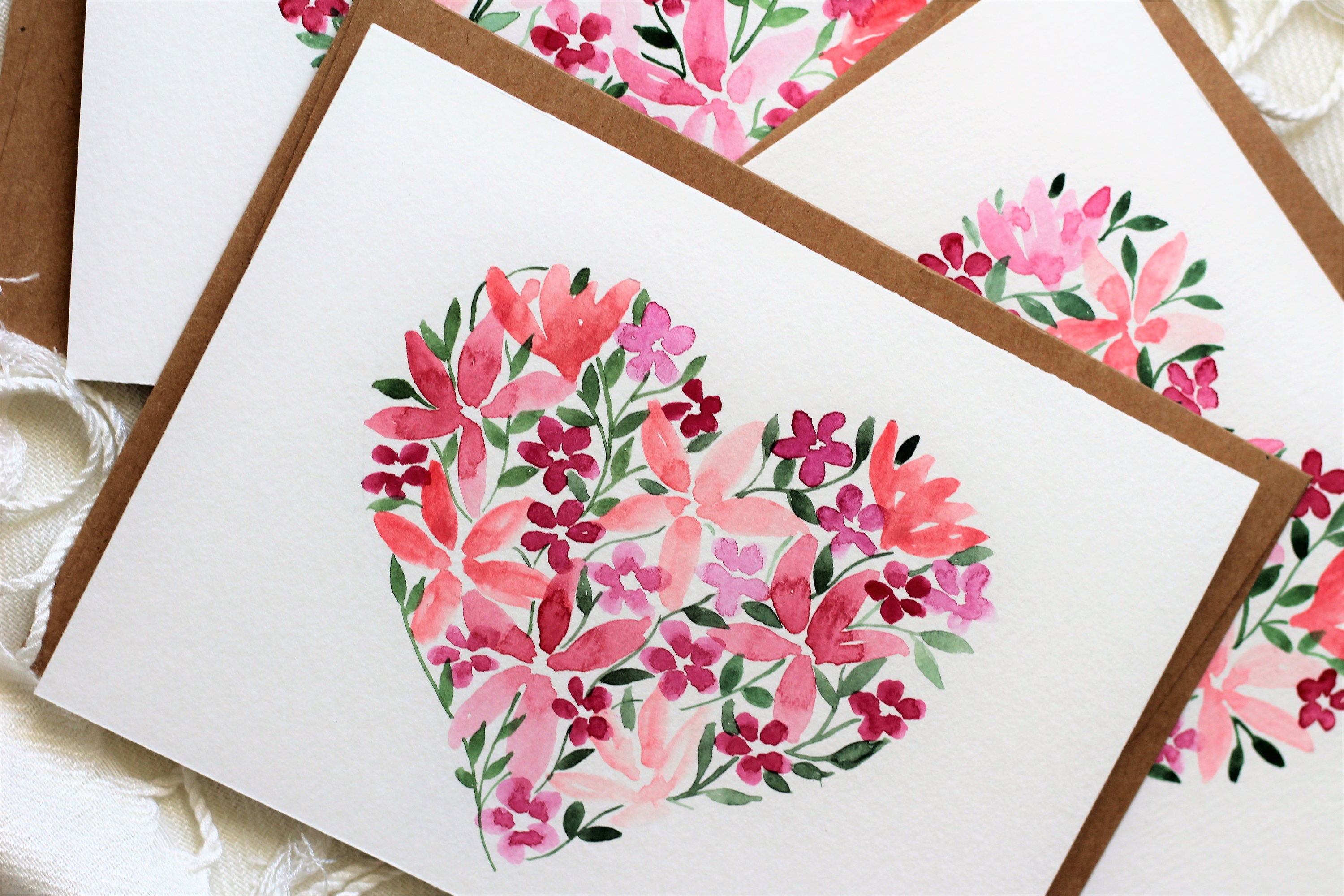 Floral Valentines Card - Floral Heart Card - Floral Mothers Day Card ...