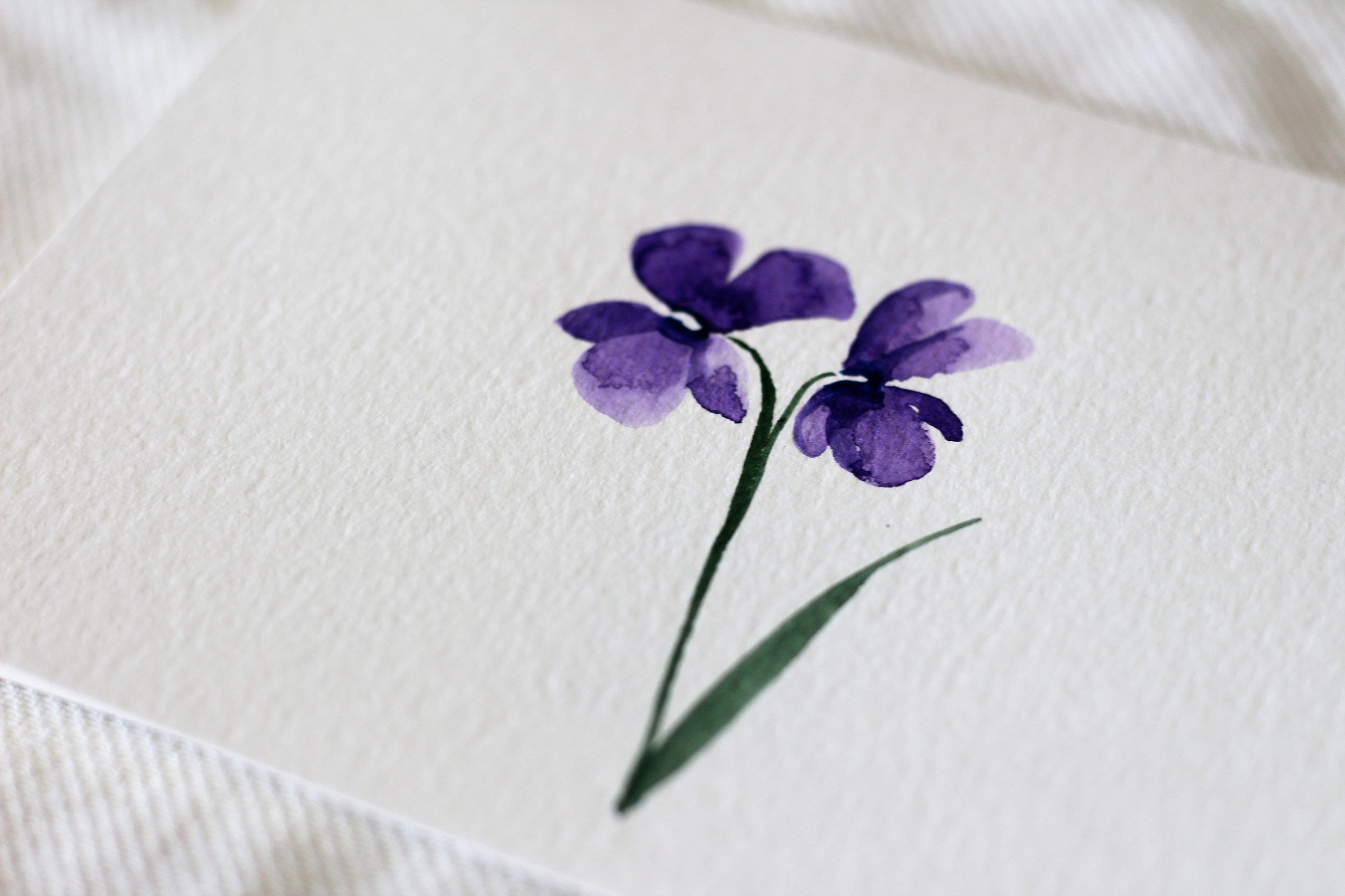 Violet Card Floral Card Floral Watercolor Card Violet | Etsy