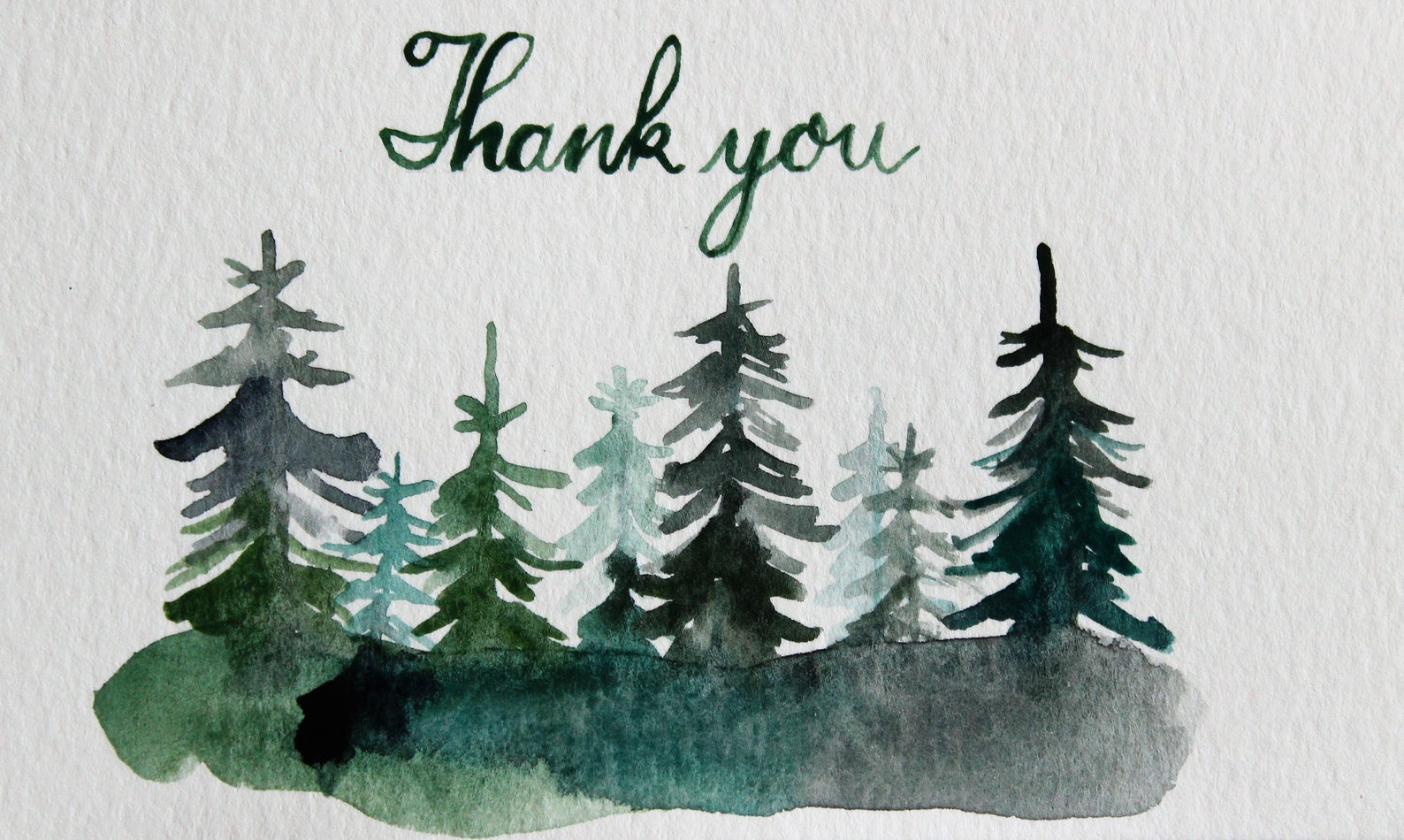 Pine Tree Thank You Note, Watercolor Pine Tree Card, Forest Thank You ...