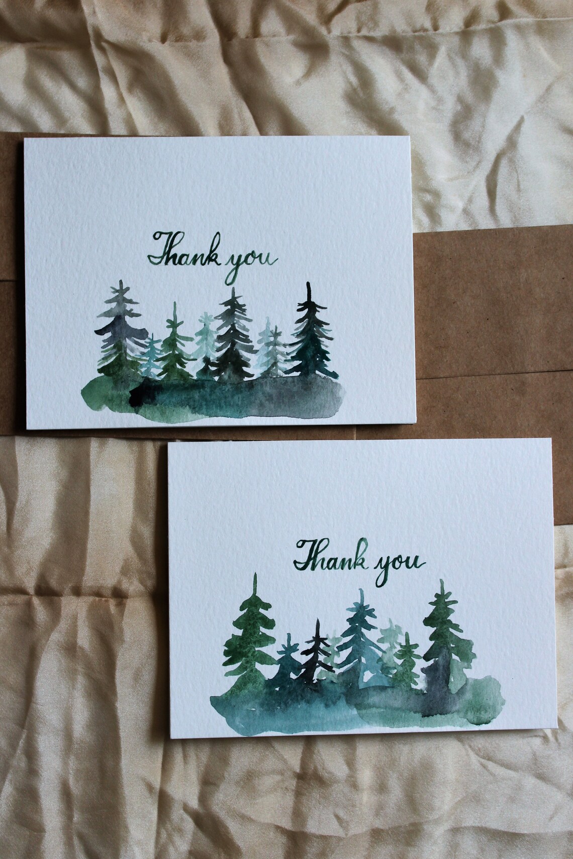 Pine Tree Thank You Note, Watercolor Pine Tree Card, Forest Thank You ...