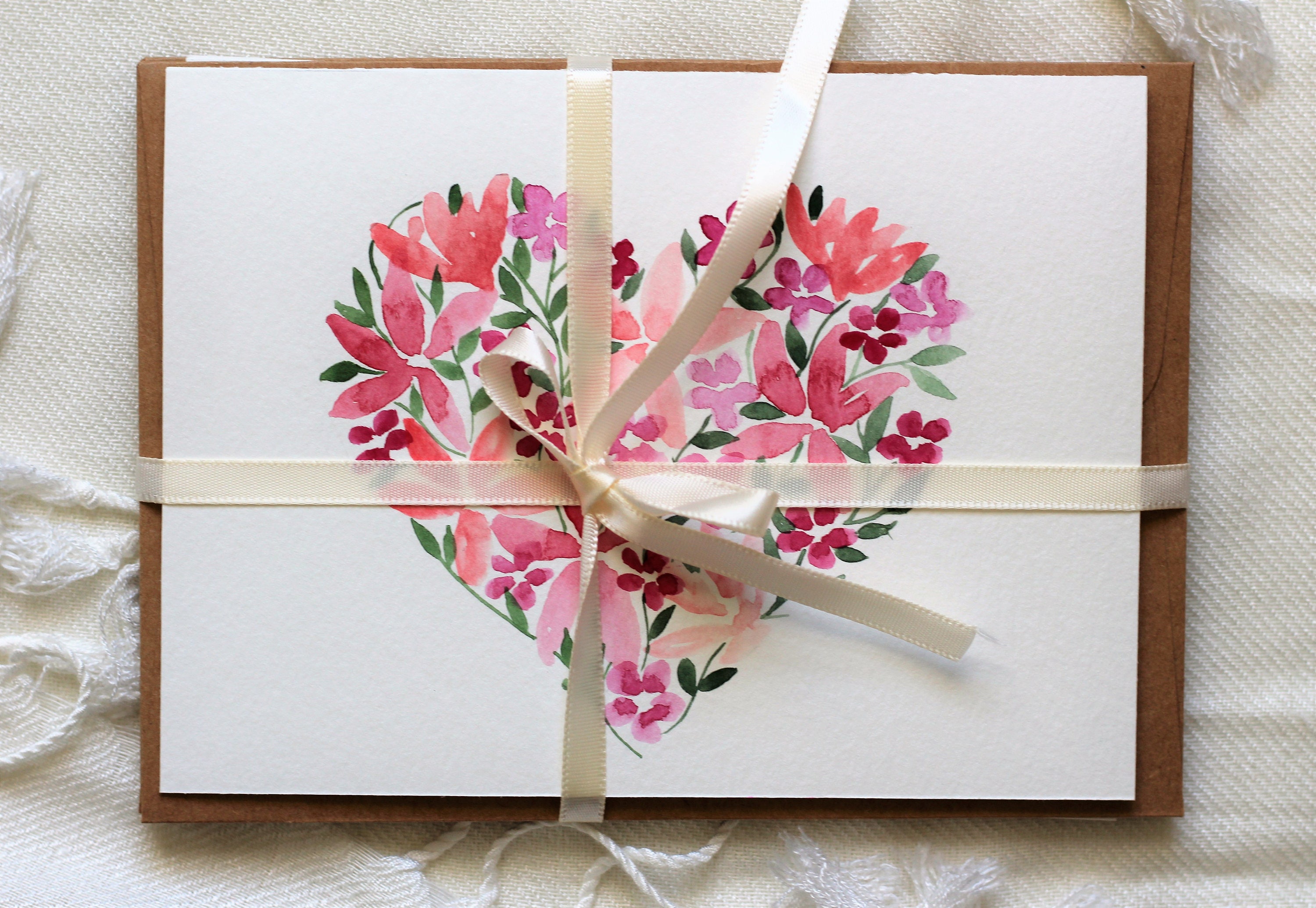 Floral Valentines Card - Floral Heart Card - Floral Mothers Day Card ...