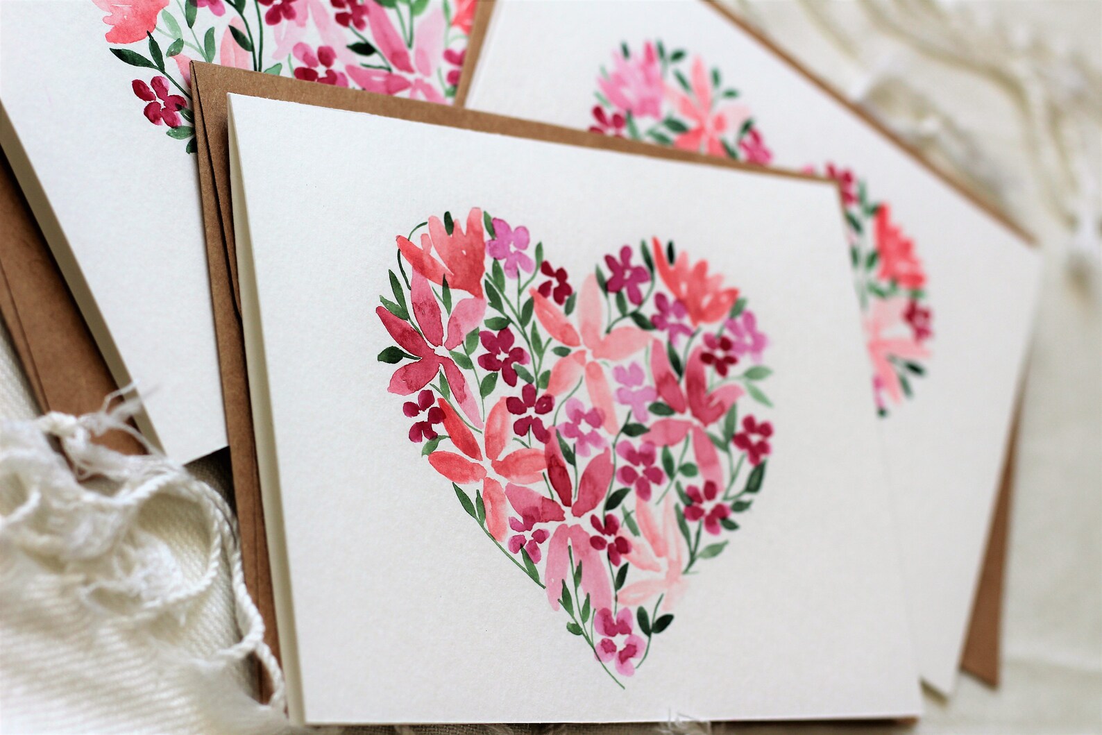 Floral Valentines Card - Floral Heart Card - Floral Mothers Day Card ...