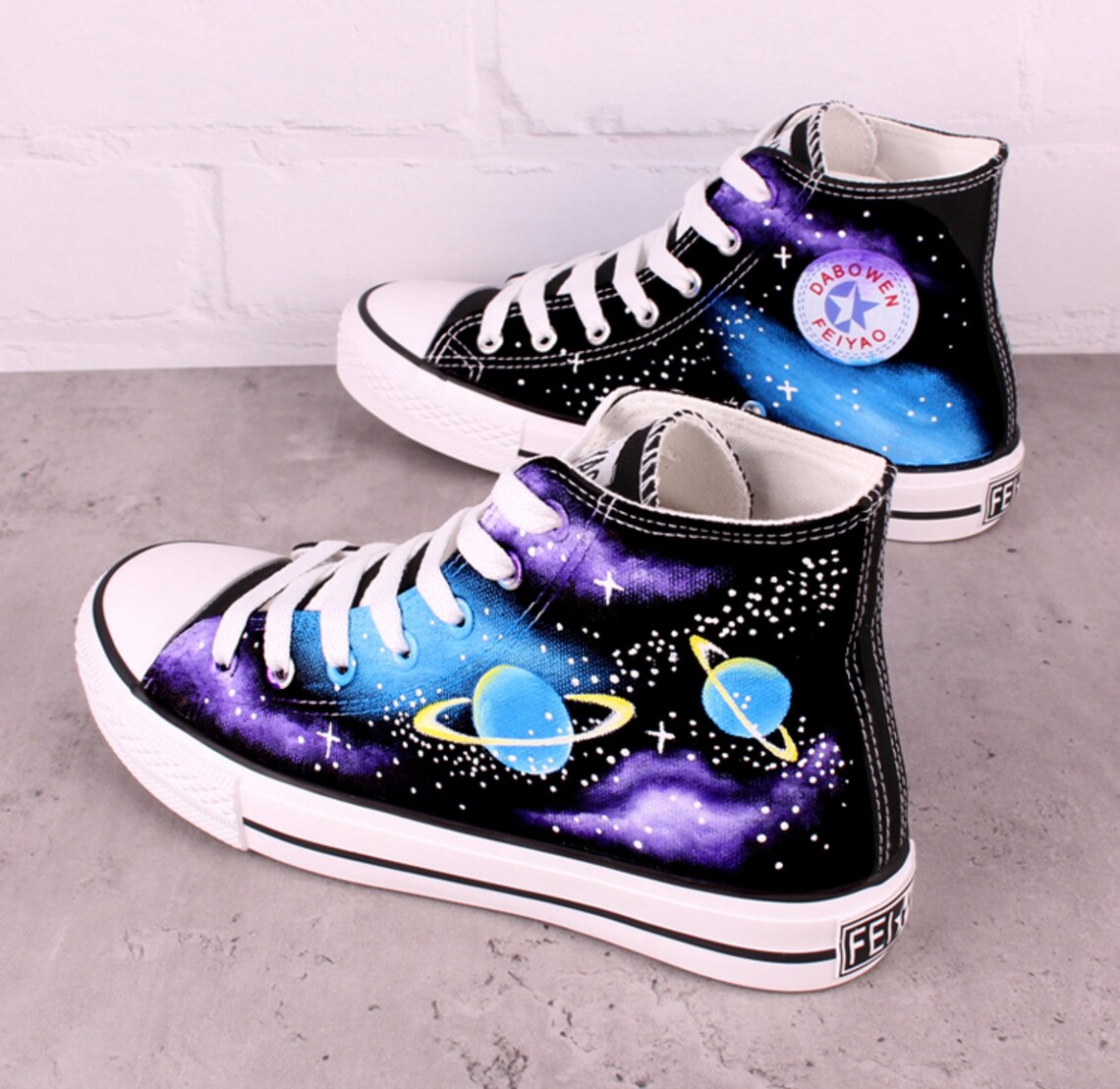 Galaxy Hand-painted Shoesfashion Sneakersplanet Canvas - Etsy