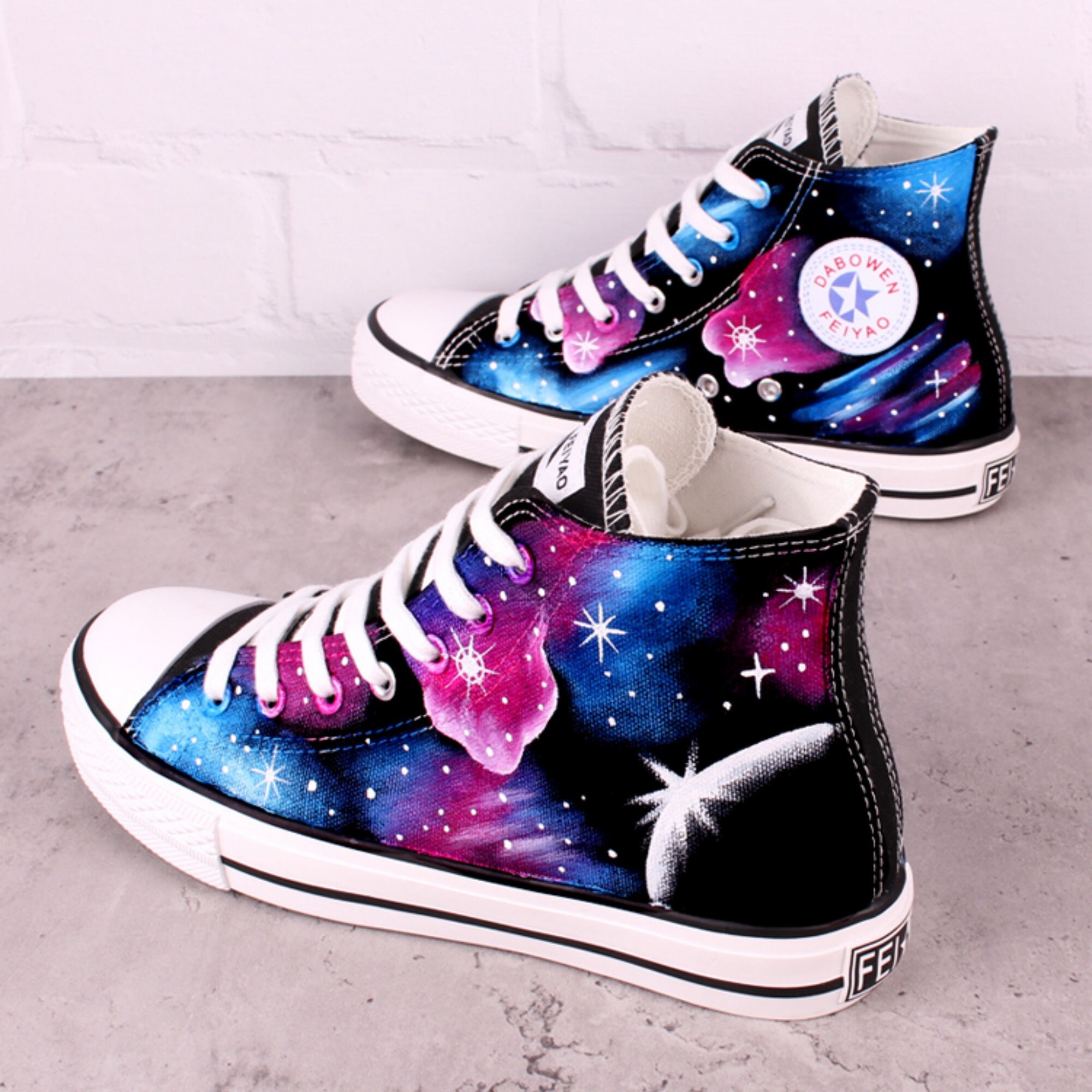 Galaxy Hand-painted Shoesfashion Sneakersplanet Canvas - Etsy