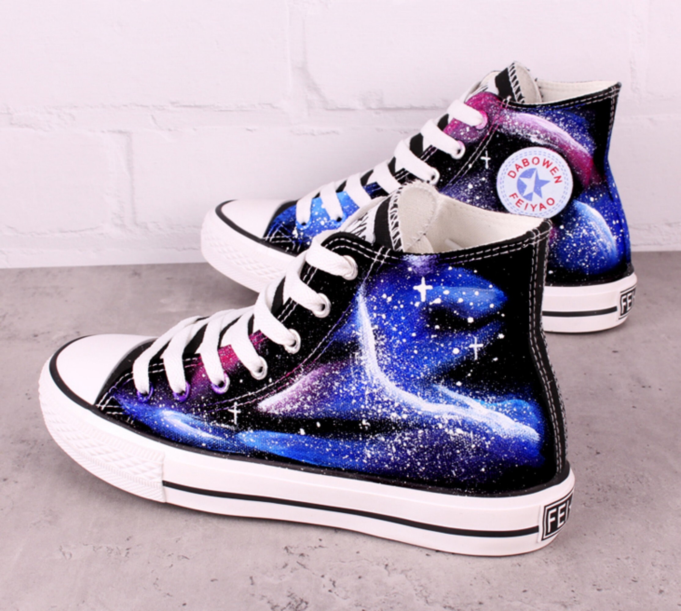 Galaxy Hand-painted Shoesfashion Sneakersplanet Canvas - Etsy