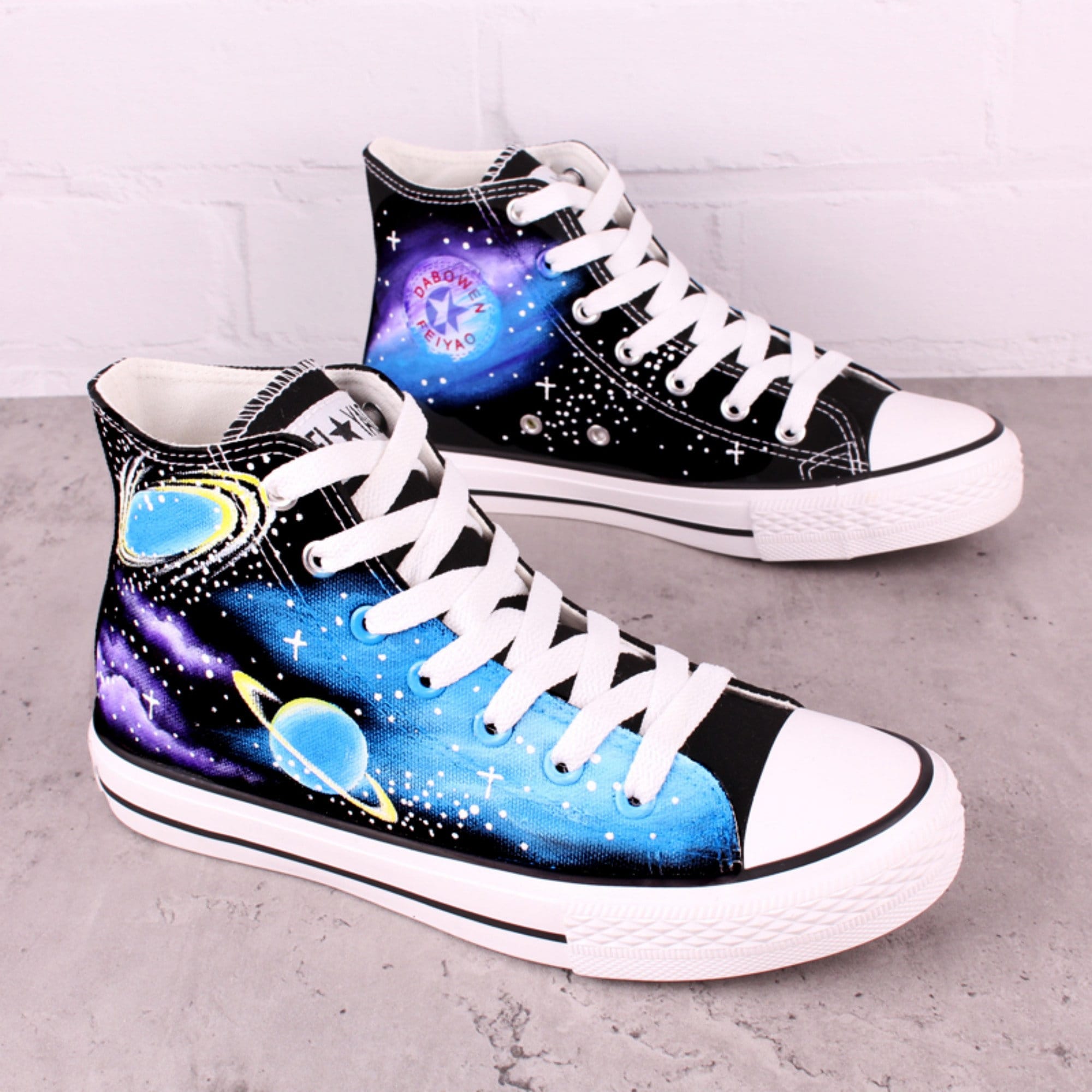 Galaxy Hand-painted Shoesfashion Sneakersplanet Canvas - Etsy