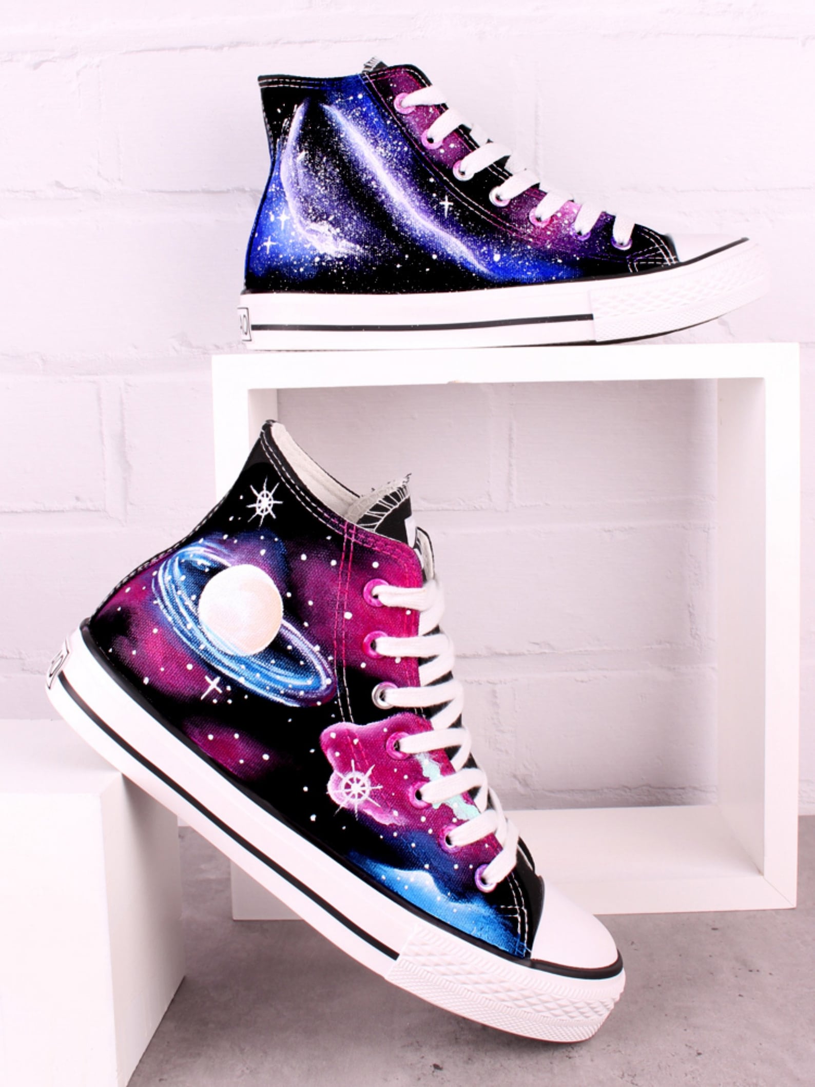 Galaxy Hand-painted Shoesfashion Sneakersplanet Canvas - Etsy