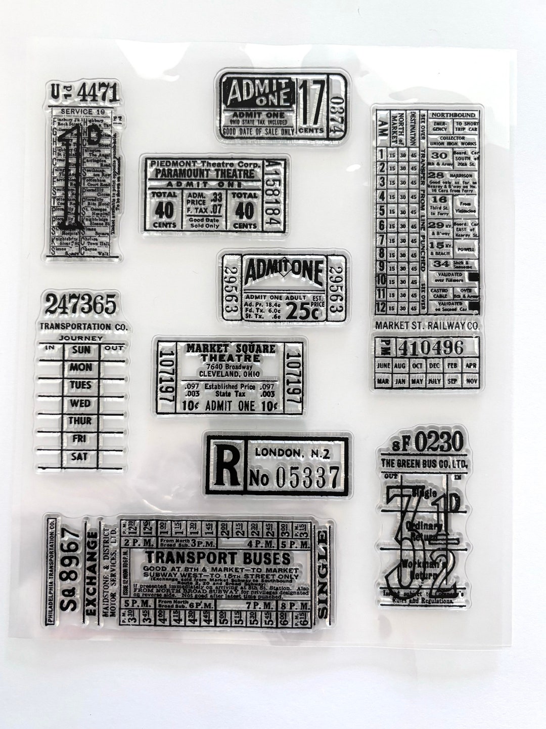 Clear Stamps Set//vintage Tickets Stamps//journal Stamps Set ...