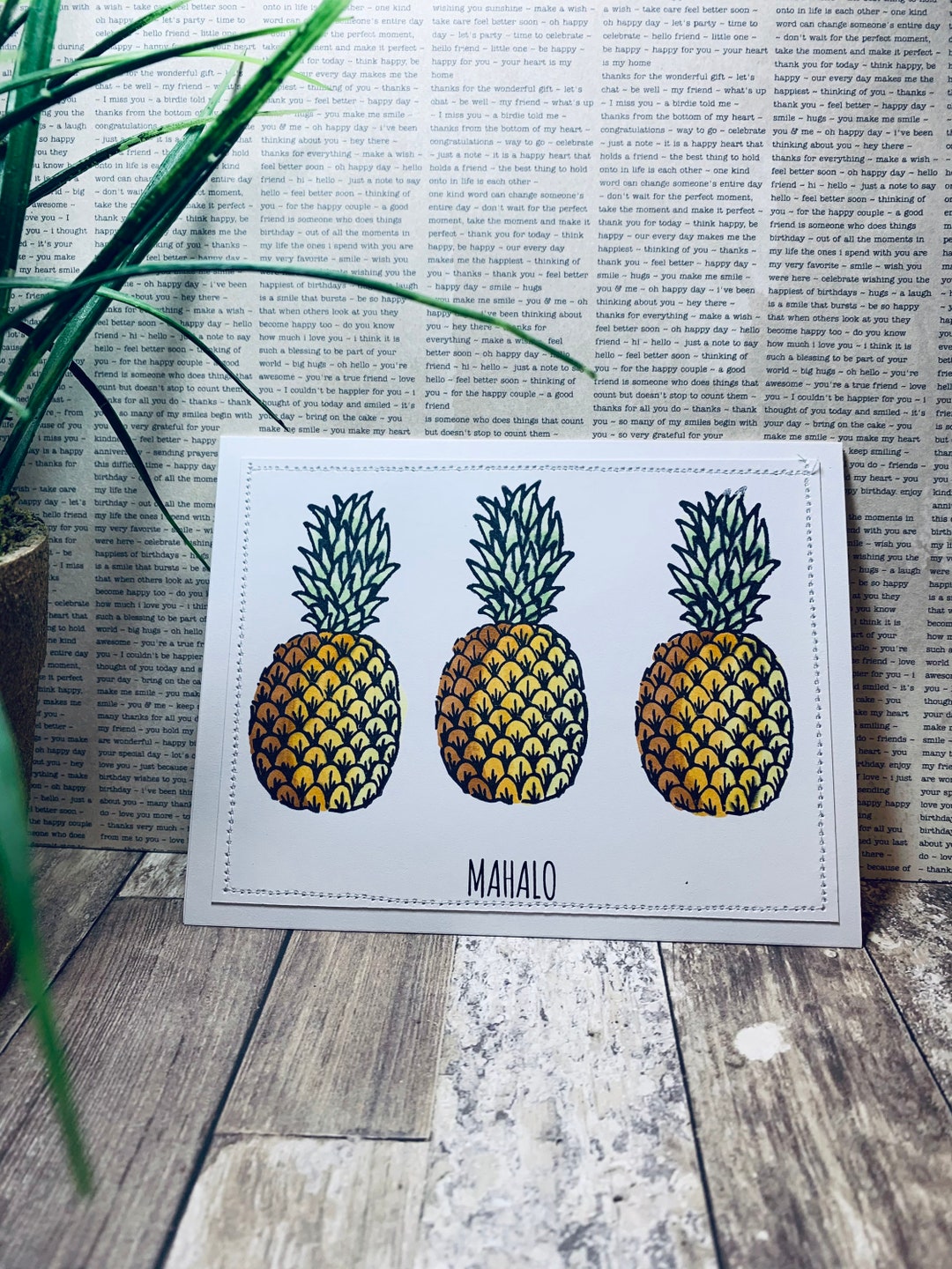 Thank You Card//mahalo Card//handmade Card - Etsy