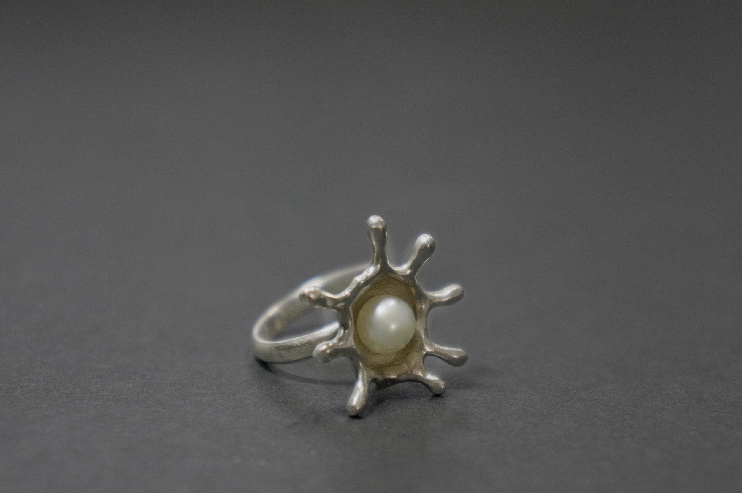 Sterling Silver Water Splash Ring With Freshwater Pearl Gift - Etsy