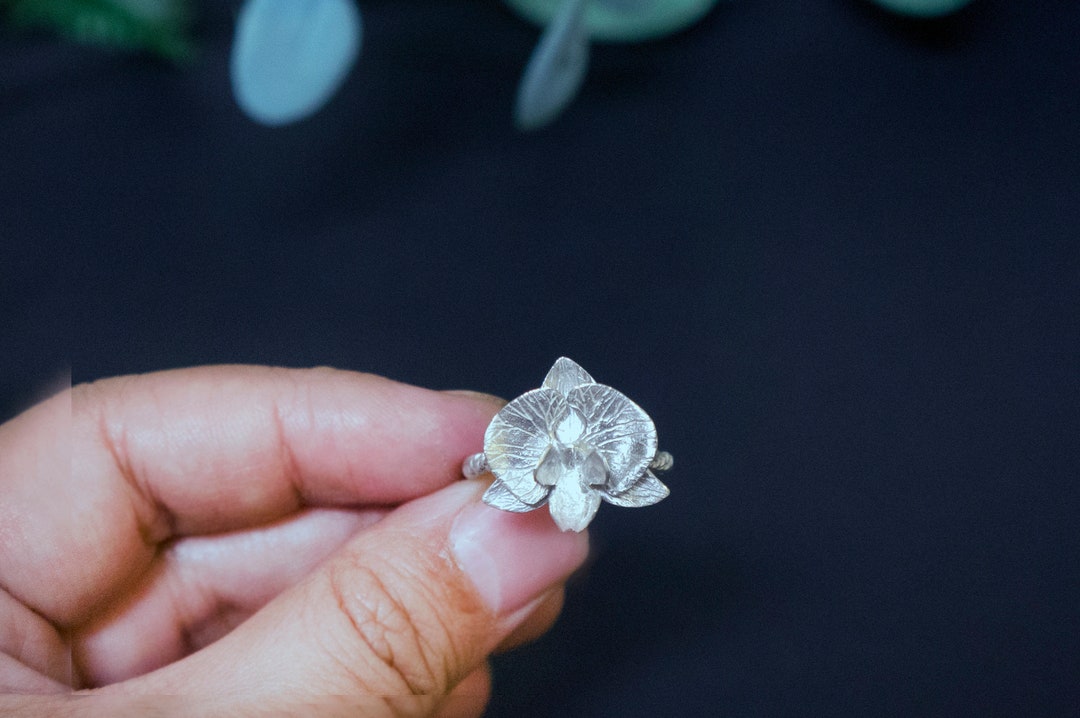 Handmade Orchid Sterling Silver Ring, Floral Rings, Valentines Day ...