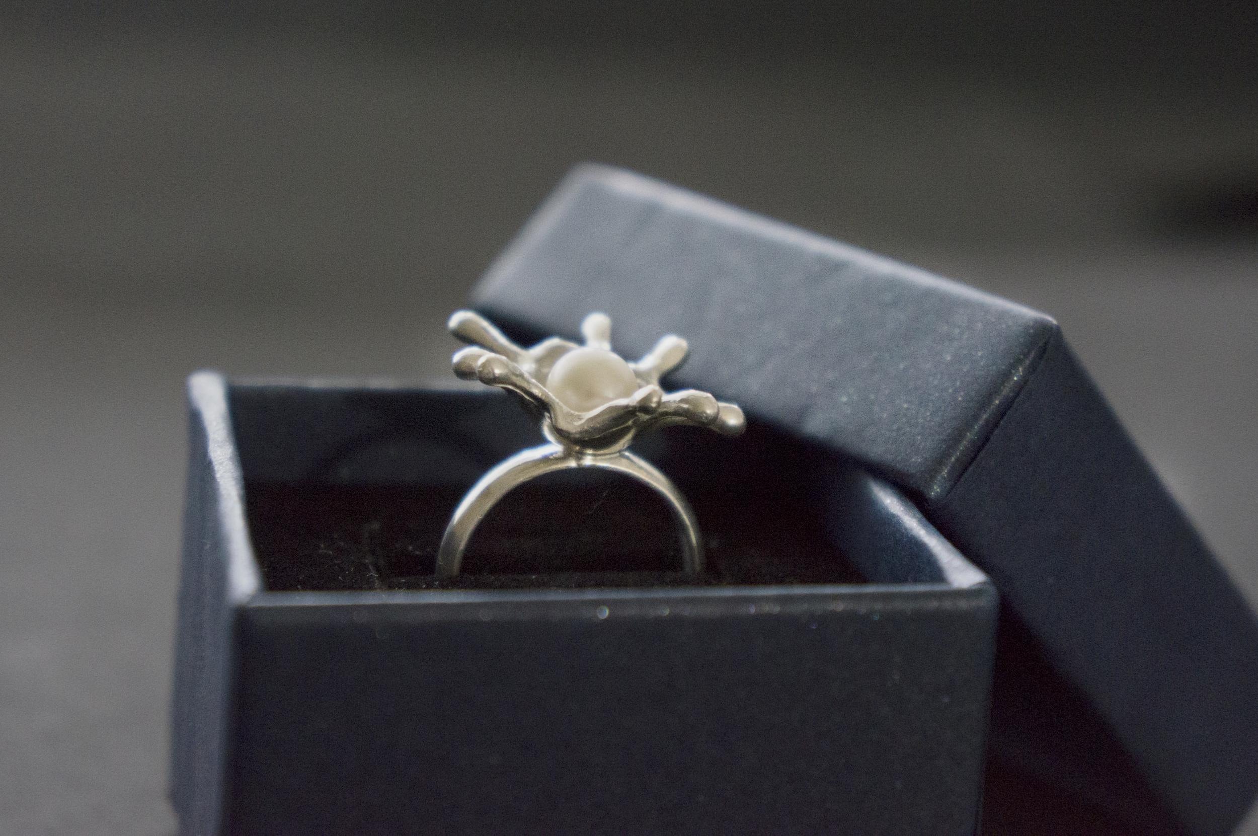 Sterling Silver Water Splash Ring With Freshwater Pearl in Center - Etsy