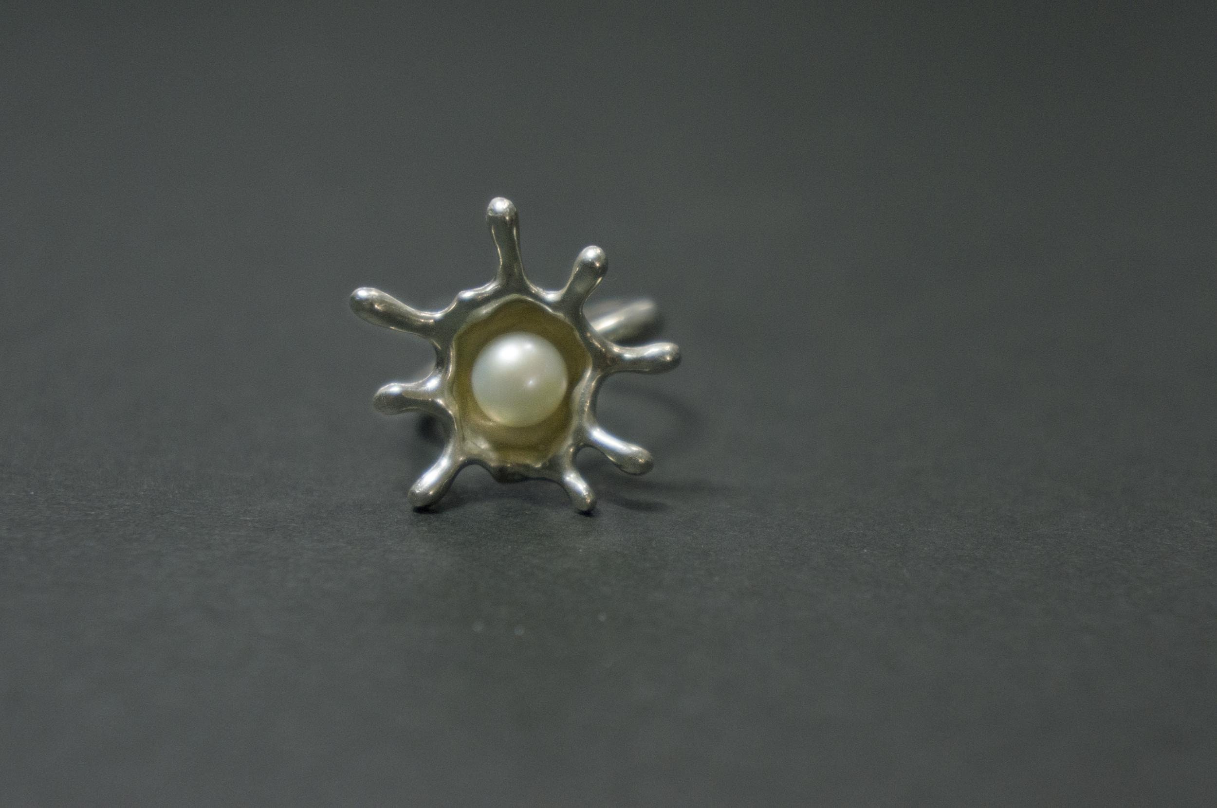 Sterling Silver Water Splash Ring With Freshwater Pearl Gift - Etsy