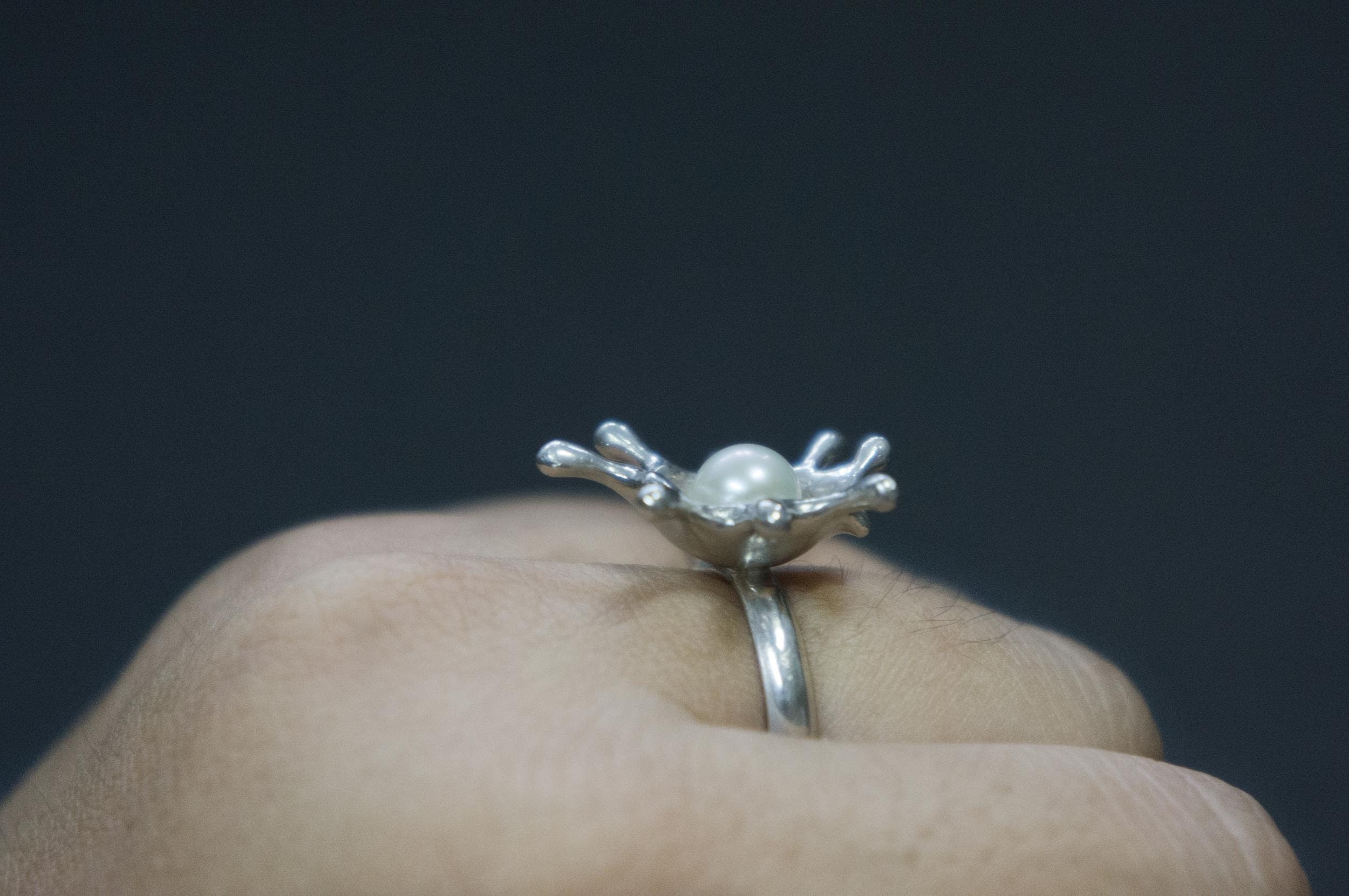 Sterling Silver Water Splash Ring With Freshwater Pearl Gift - Etsy