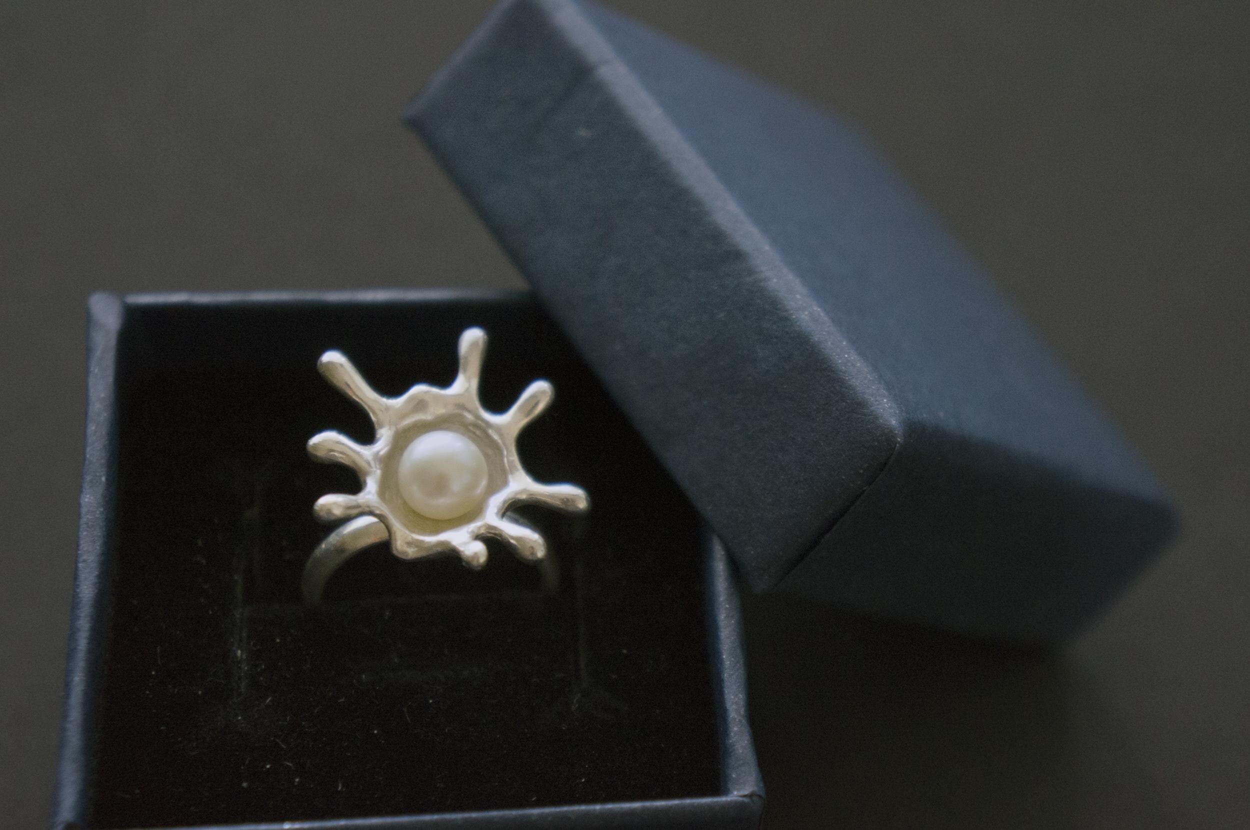 Sterling Silver Water Splash Ring With Freshwater Pearl Gift - Etsy