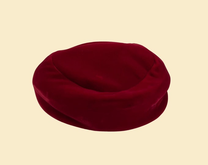 1950s Red Velvet Hat, Union-made Vintage 50s Red Beret Style Women's ...