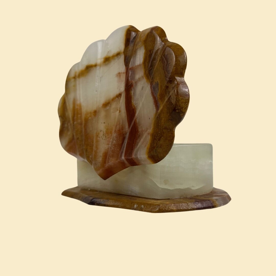 Vintage 1950s Scallop Shaped Box, Onyx / Marble Shell Shaped Vanity or ...