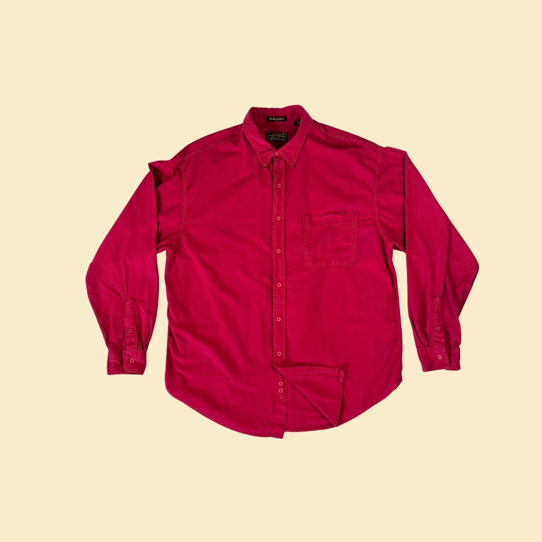 1990s Eddie Bauer XL Men's Shirt, Red 90s Button Down Cotton Shirt - Etsy