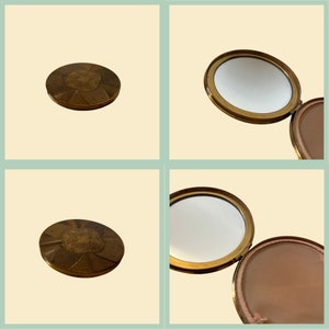 Vintage 1930s-1940s Cosmetics Compact, Circular Art Deco Style Gold ...