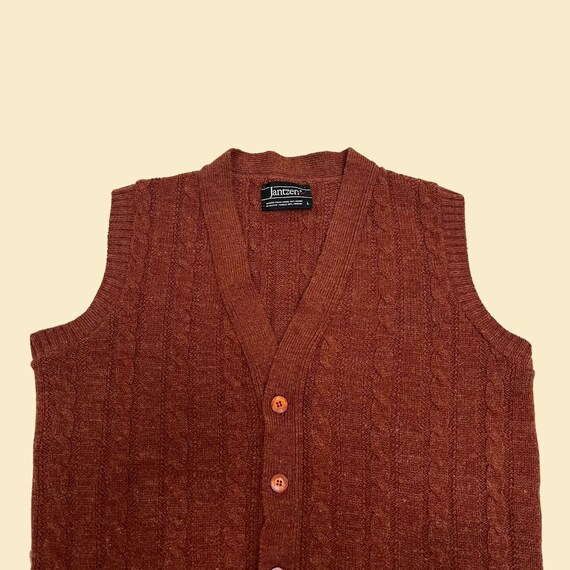 80s burnt orange sweater vest by Jantzen, large vinta… - Gem
