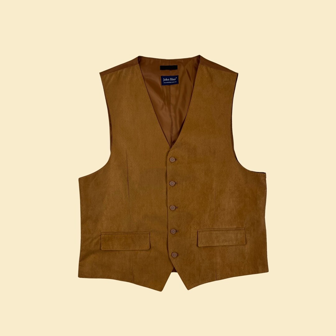 80s/90s John Blair Men's Formal Vest, Vintage 1980s Brown Button up ...