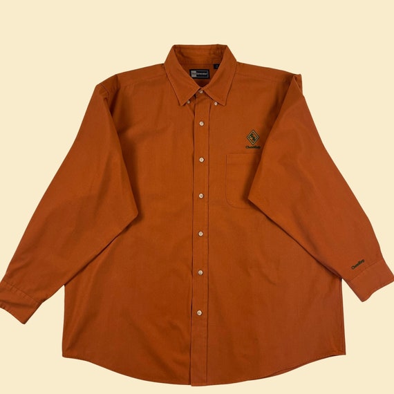 1990s XL burnt orange shirt, vintage men's button dow… - Gem