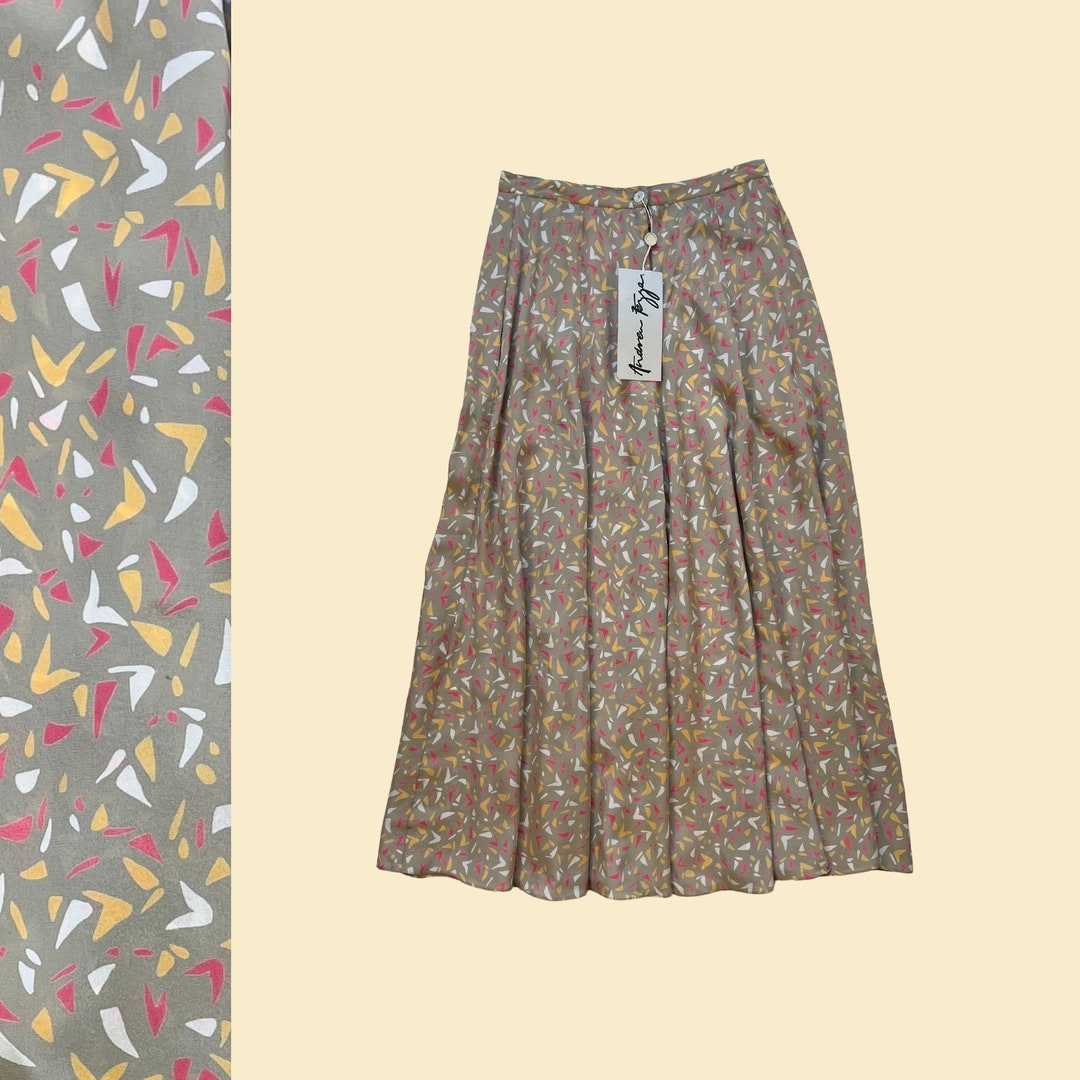 1980s Italian Silk Maxi Skirt by Andrea Fezza, Size 10 Novelty Print ...