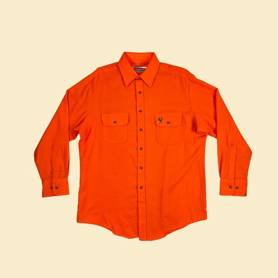 1980s L bright orange shirt by Winchester, vintage 80… - Gem