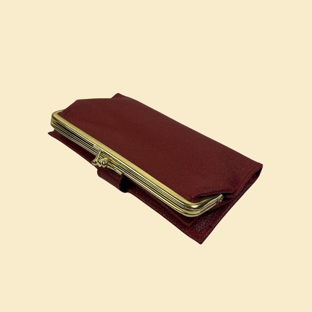 1980s Red Leather Wallet by Ambassador Design, Vintage 80s Women's ...