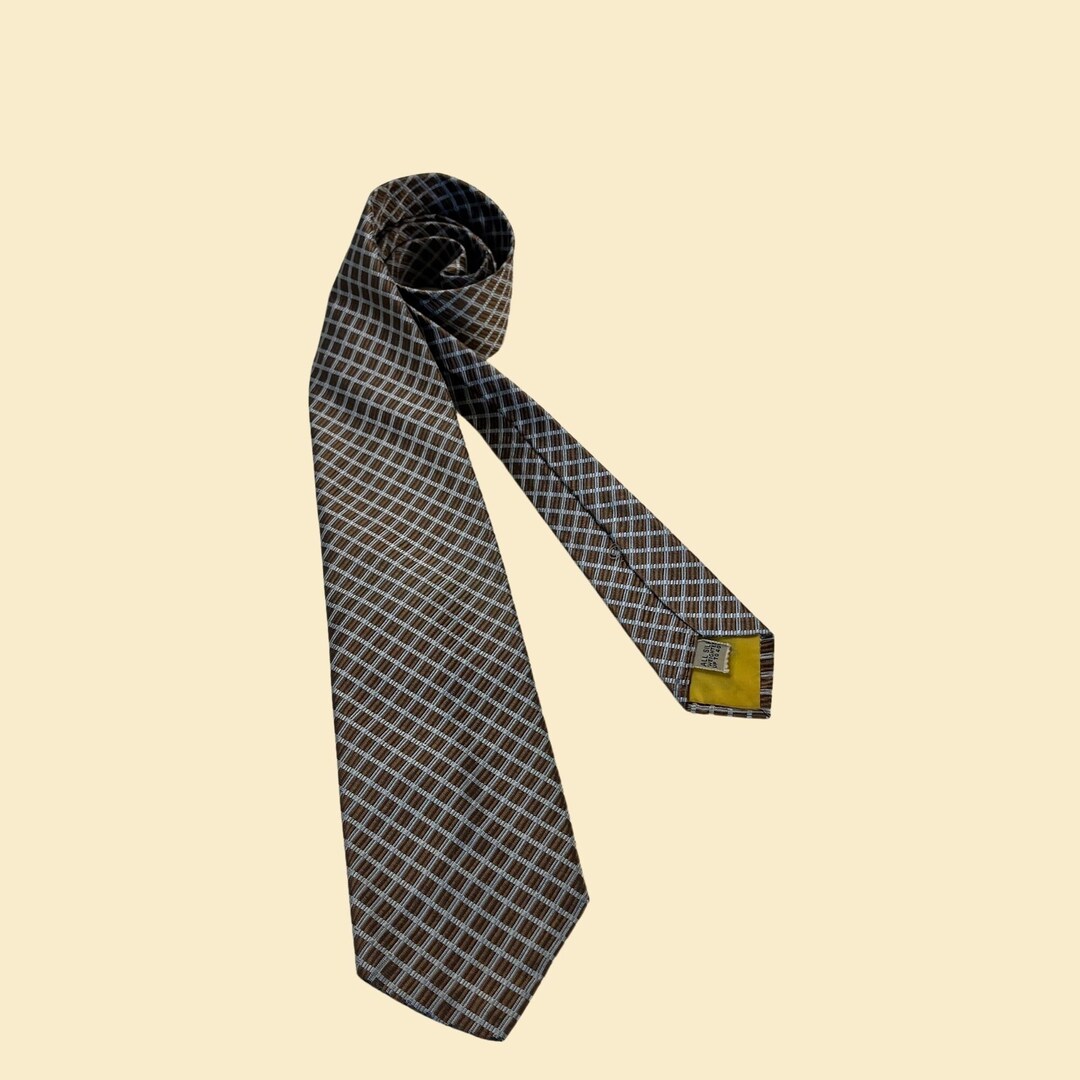 1970s Copper Necktie by the Custom Shop, Vintage 70s Grid Patterned ...