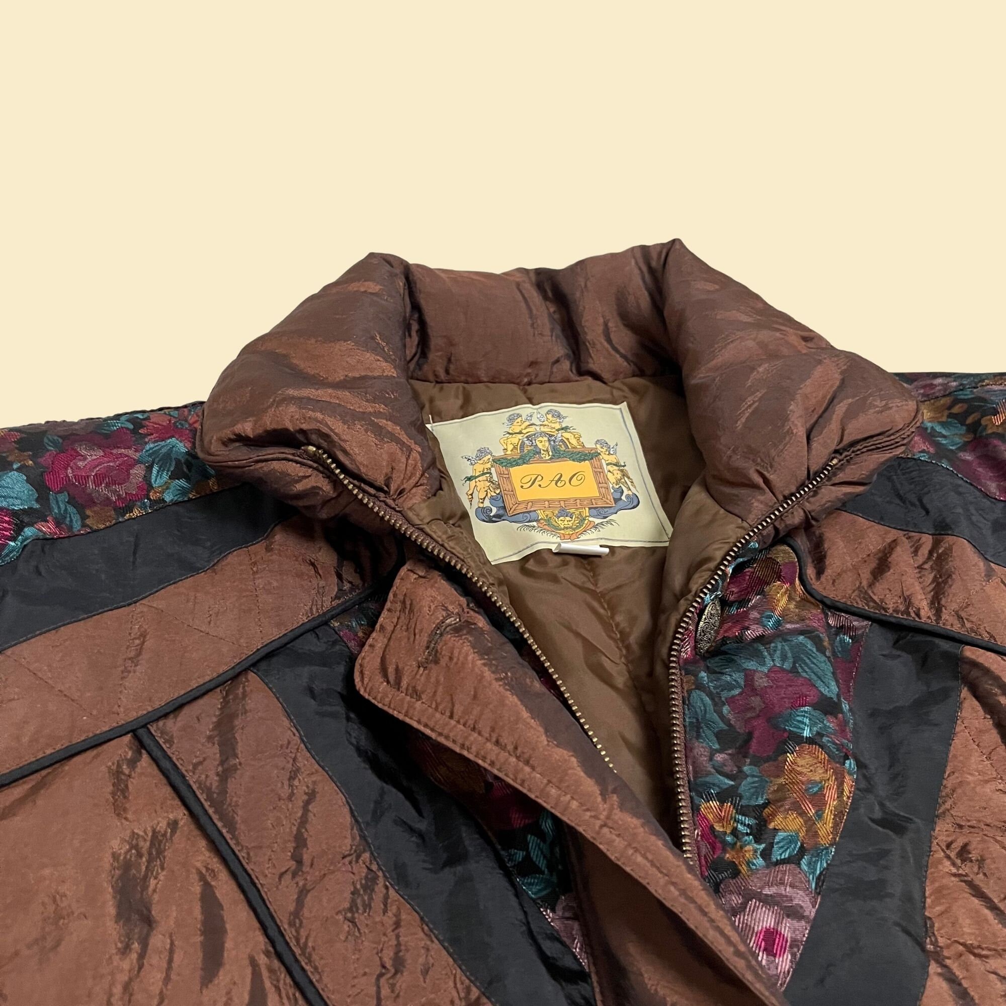 90s Puffer Jacket in Copper Metallic Tone in Color Block - Etsy