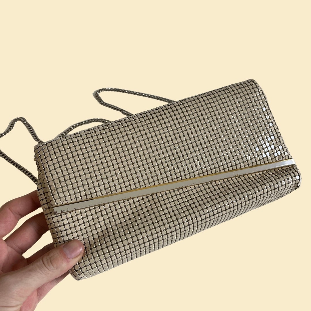 80s Metal Mesh Handbag by Studio Imports, Vintage Cream / Ivory Colored ...