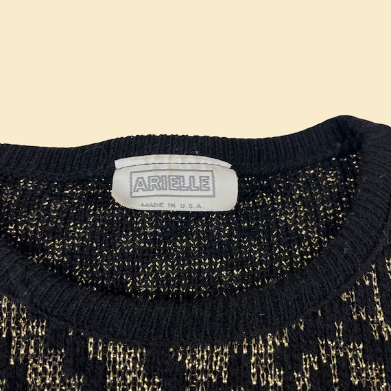 1980s black & gold sweater by Arielle, vintage pullov… - Gem