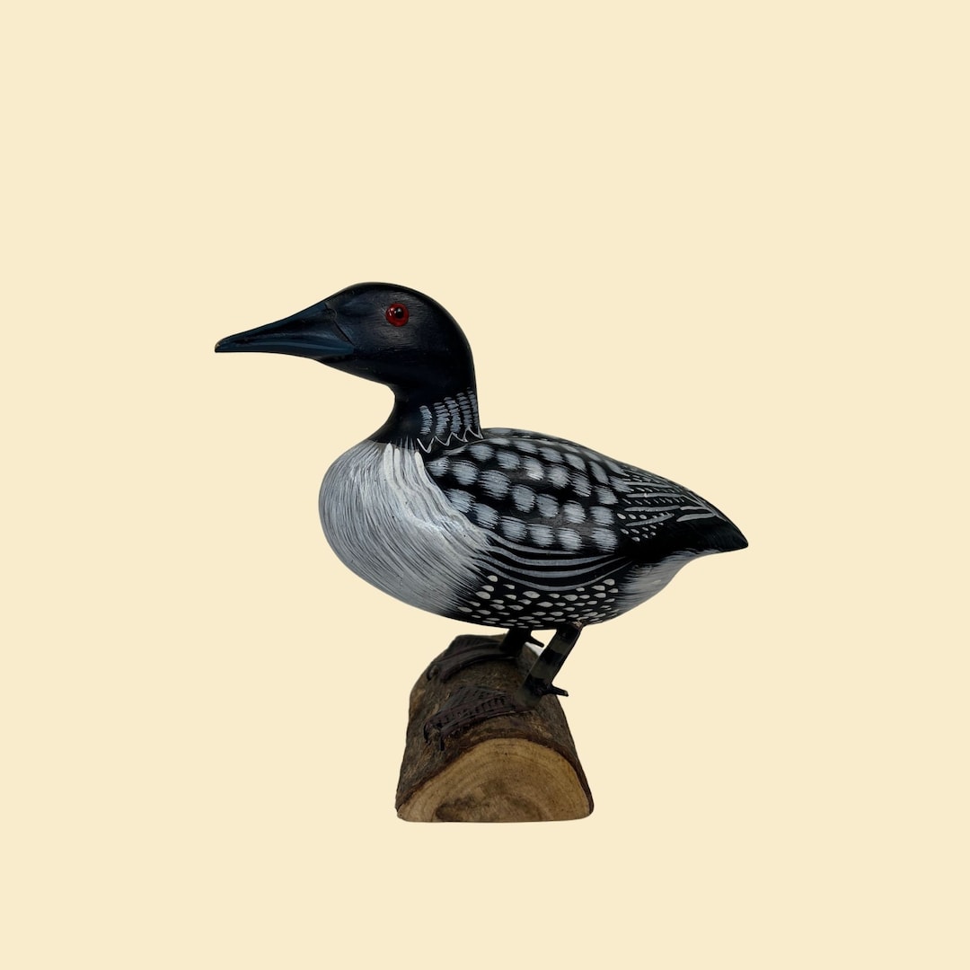 1970s Folk Art Duck Sculpture, Vintage Common Loon Sculpture, Mini ...