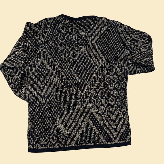 1980s black & gold sweater by Arielle, vintage pullov… - Gem