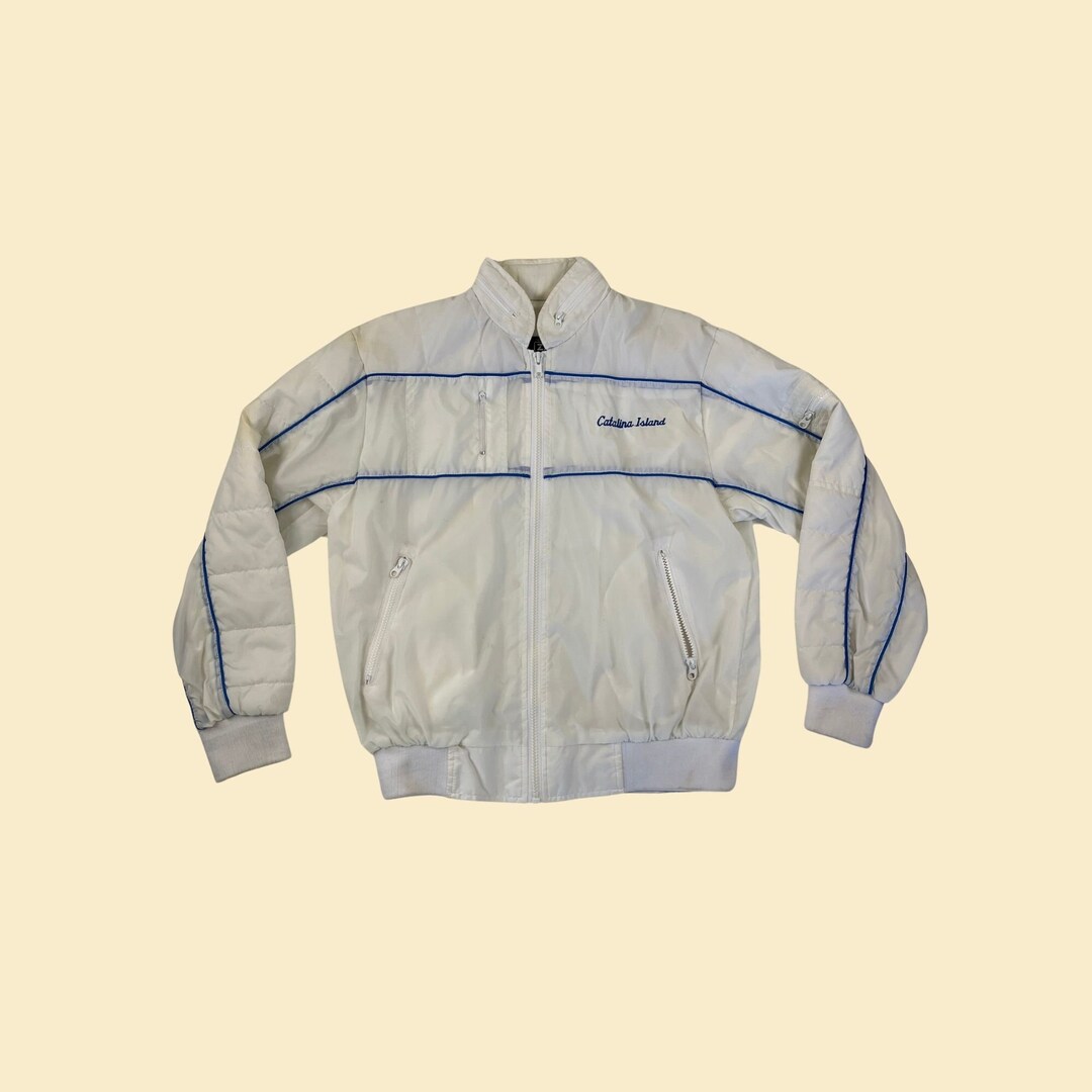 80s White Windbreaker Jacket With Catalina Island Logo, Vintage 1980s ...