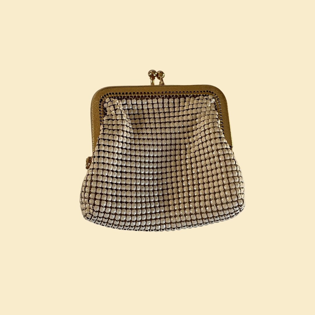 1950s Royal Mesh Beige Coin Purse, Vintage 50s off White & Gold Metal ...