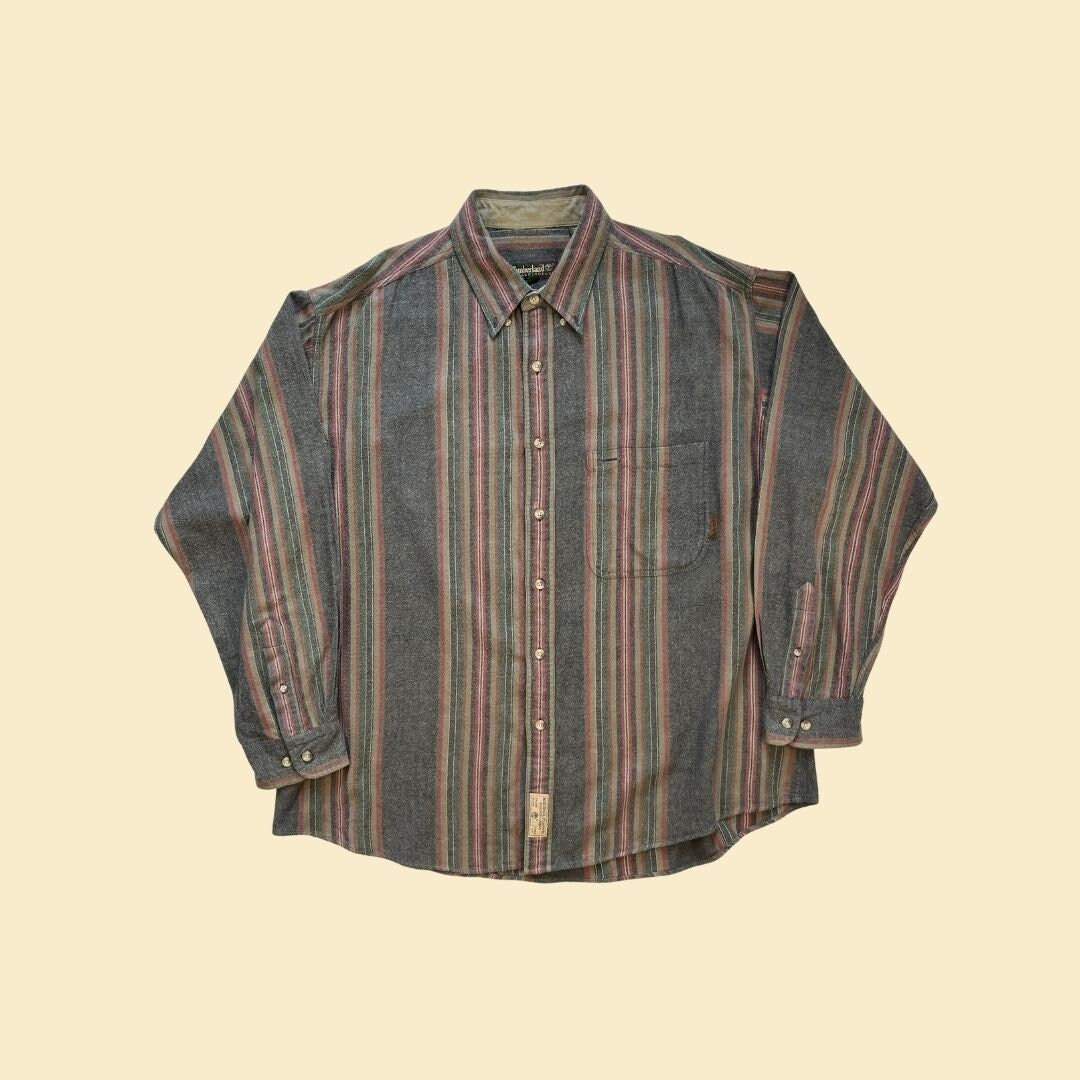 1990s XL Timberland Men's Shirt, Vintage 90s Men's Green, Grey ...