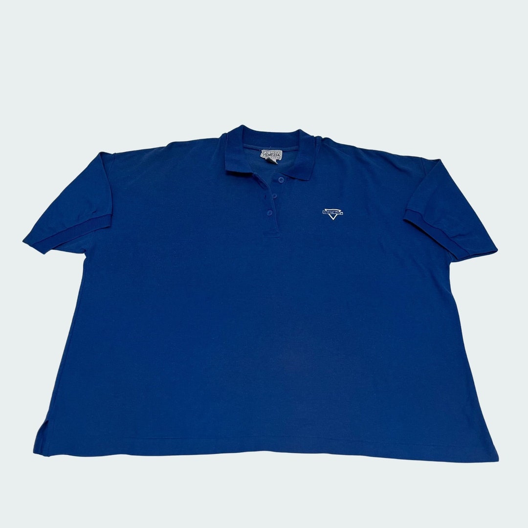 80s Blue Polo Shirt by Venezia Sport, Box Shaped XL Vintage Collared ...