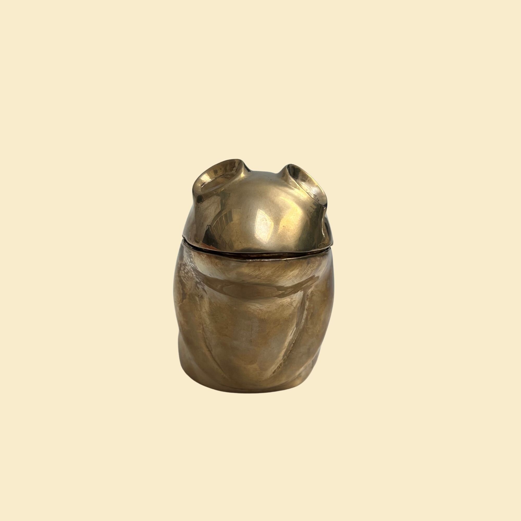 Vintage Brass Frog Container, 1970s Frog Shaped Metal Box, 70s Vintage ...