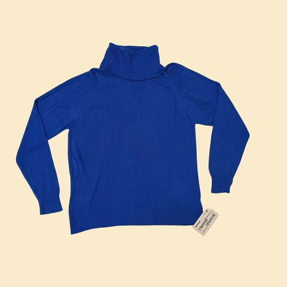 60s blue acrylic turtleneck by Designers Originals Lu… - Gem