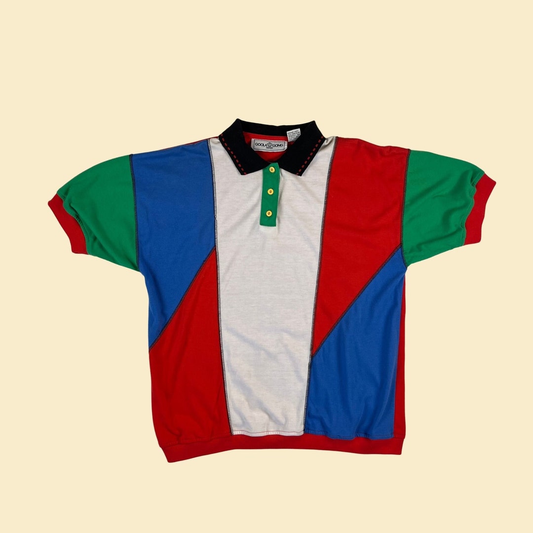 90s Colorblock Polo Shirt, Women's M Vintage Goola Gong Red, Green ...