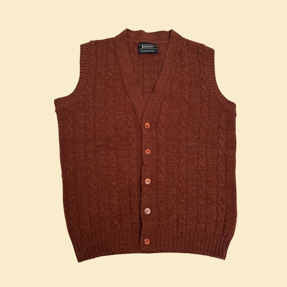 80s burnt orange sweater vest by Jantzen, large vinta… - Gem