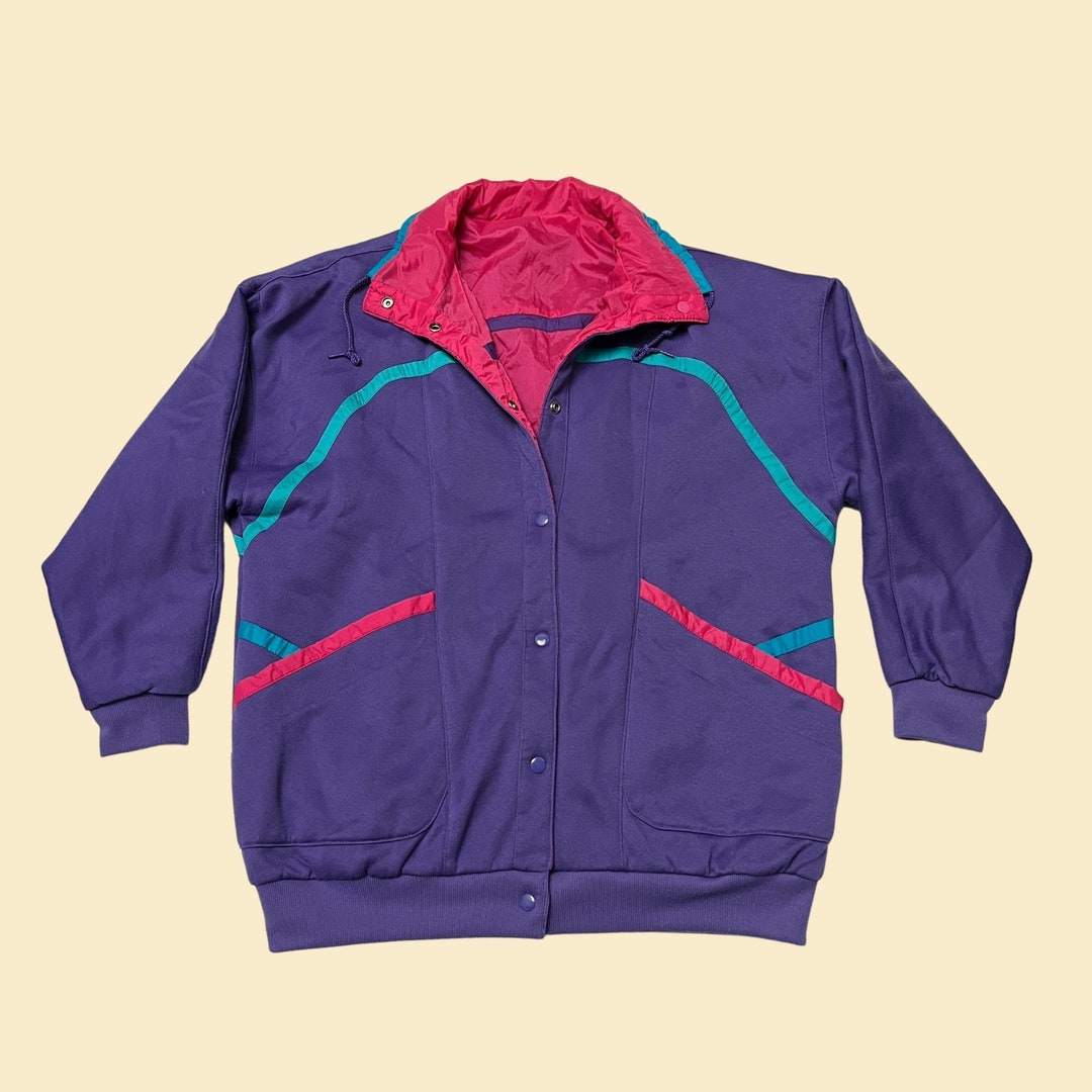 80s Reversible Jacket in Purple Teal and Pink, Vintage Be in the ...
