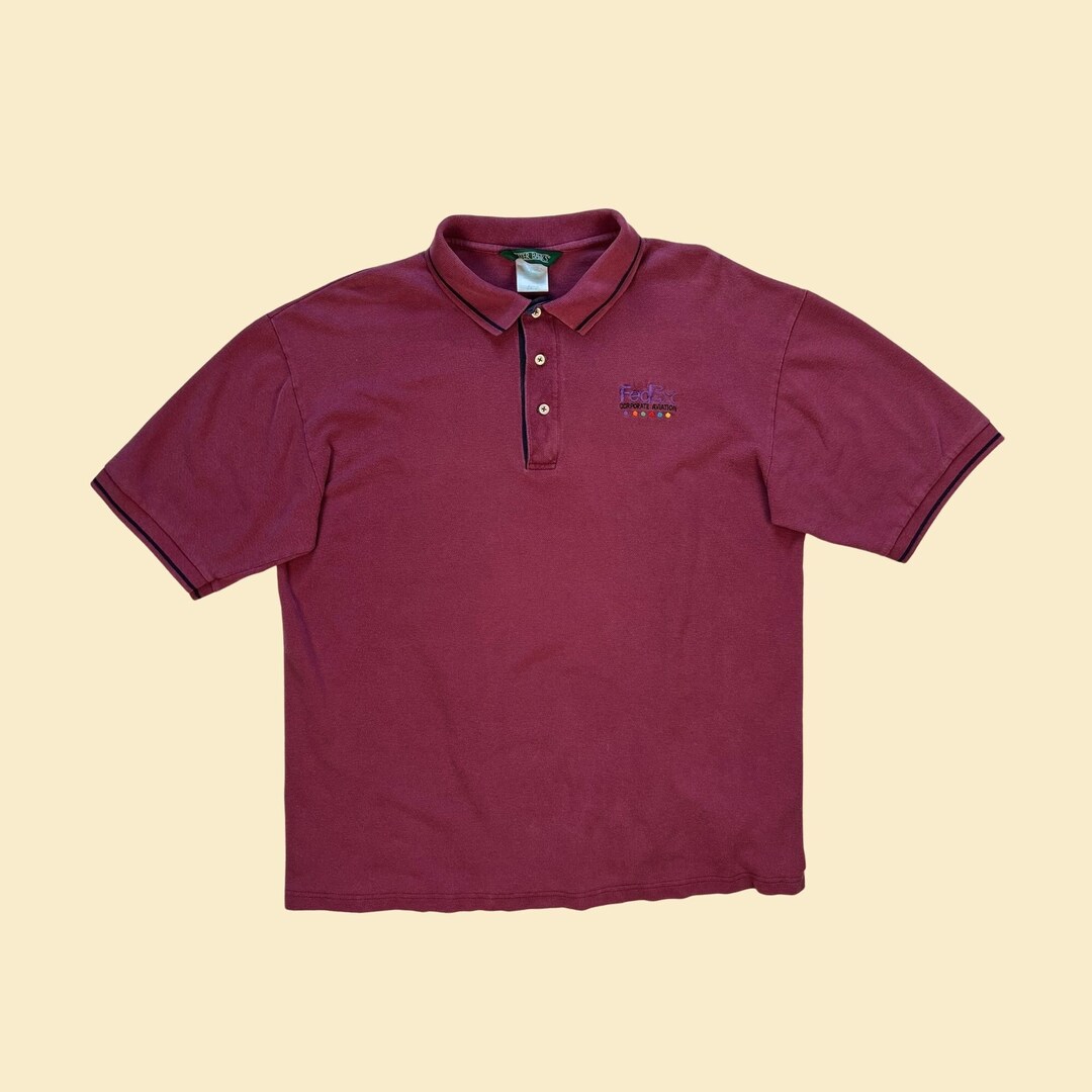 1990s Fedex Polo Shirt by Outer Banks, Size XL Vintage 90s Burgundy ...