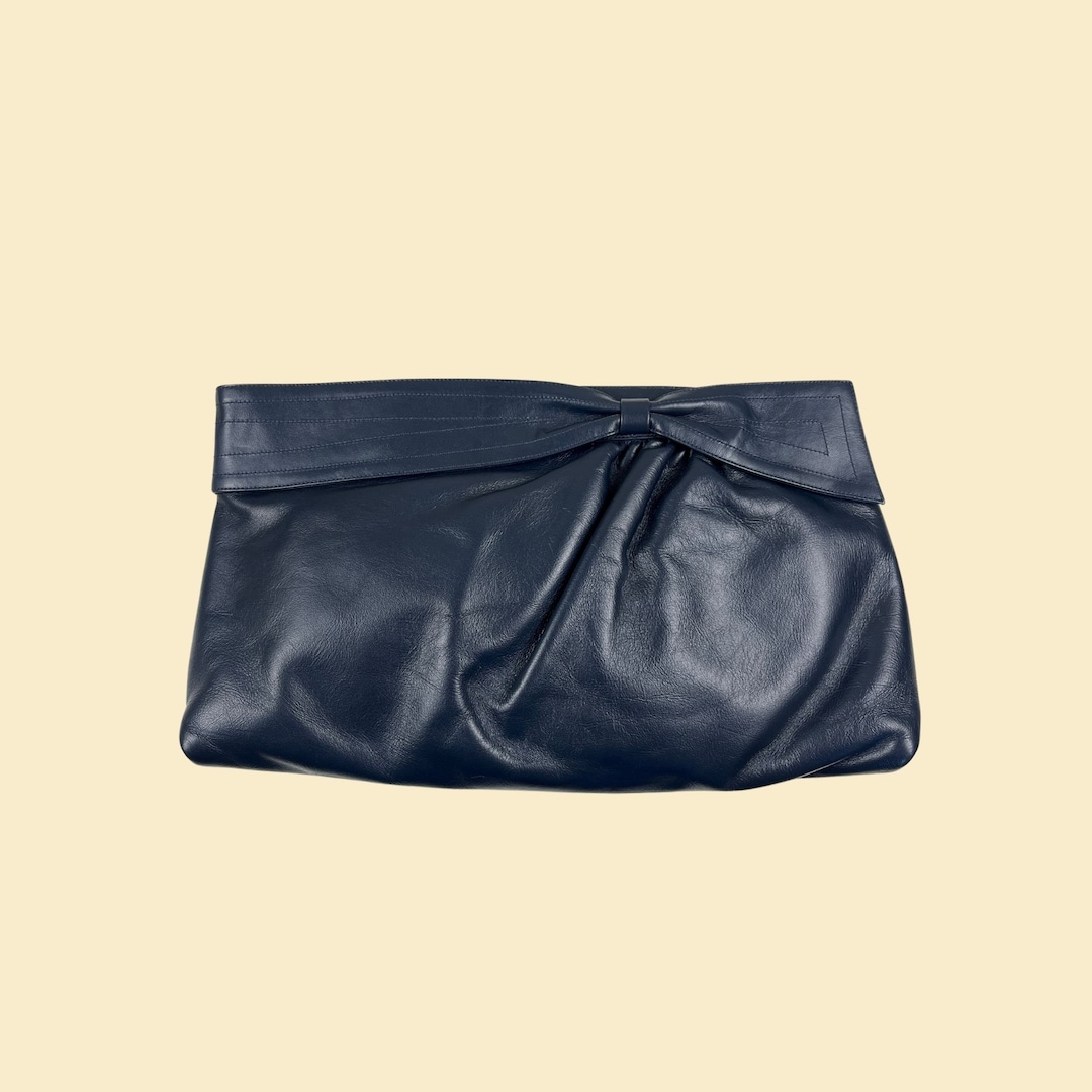 1970s Morris Moskowitz Handbag, Vintage 70s Blue Leather Shoulder Bag W ...