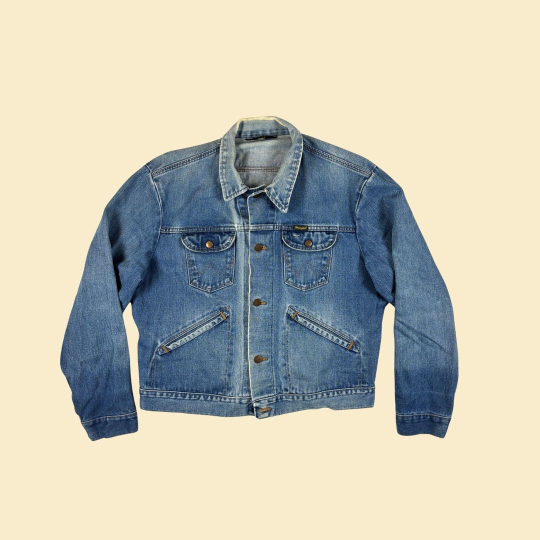 Vintage 70s Denim Jacket, Wrangler 70s USA Made Jean Trucker/chore ...
