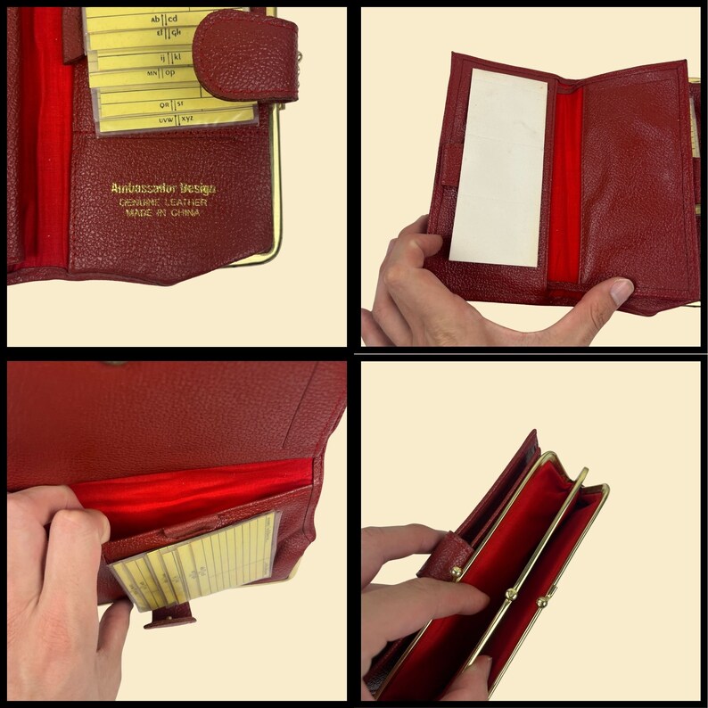 1980s Red Leather Wallet by Ambassador Design, Vintage 80s Women's ...