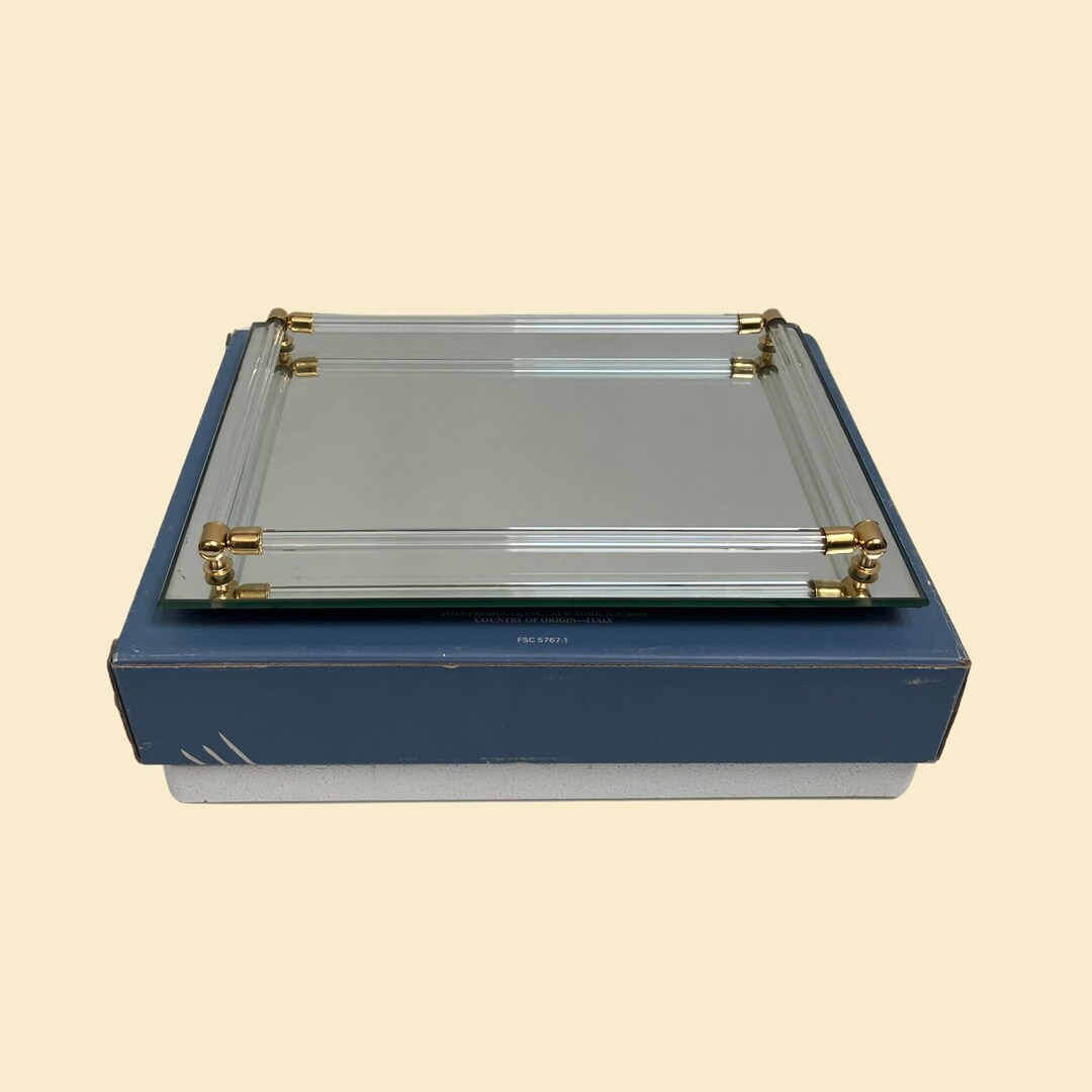 80s Avon Mirrored Vanity Tray With Box Vintage Mirror Table - Etsy